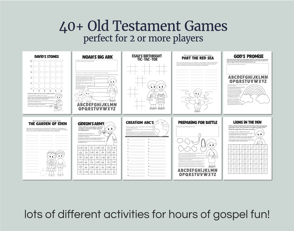 Old Testament Games and Activity Pages – My Upside Down Umbrella