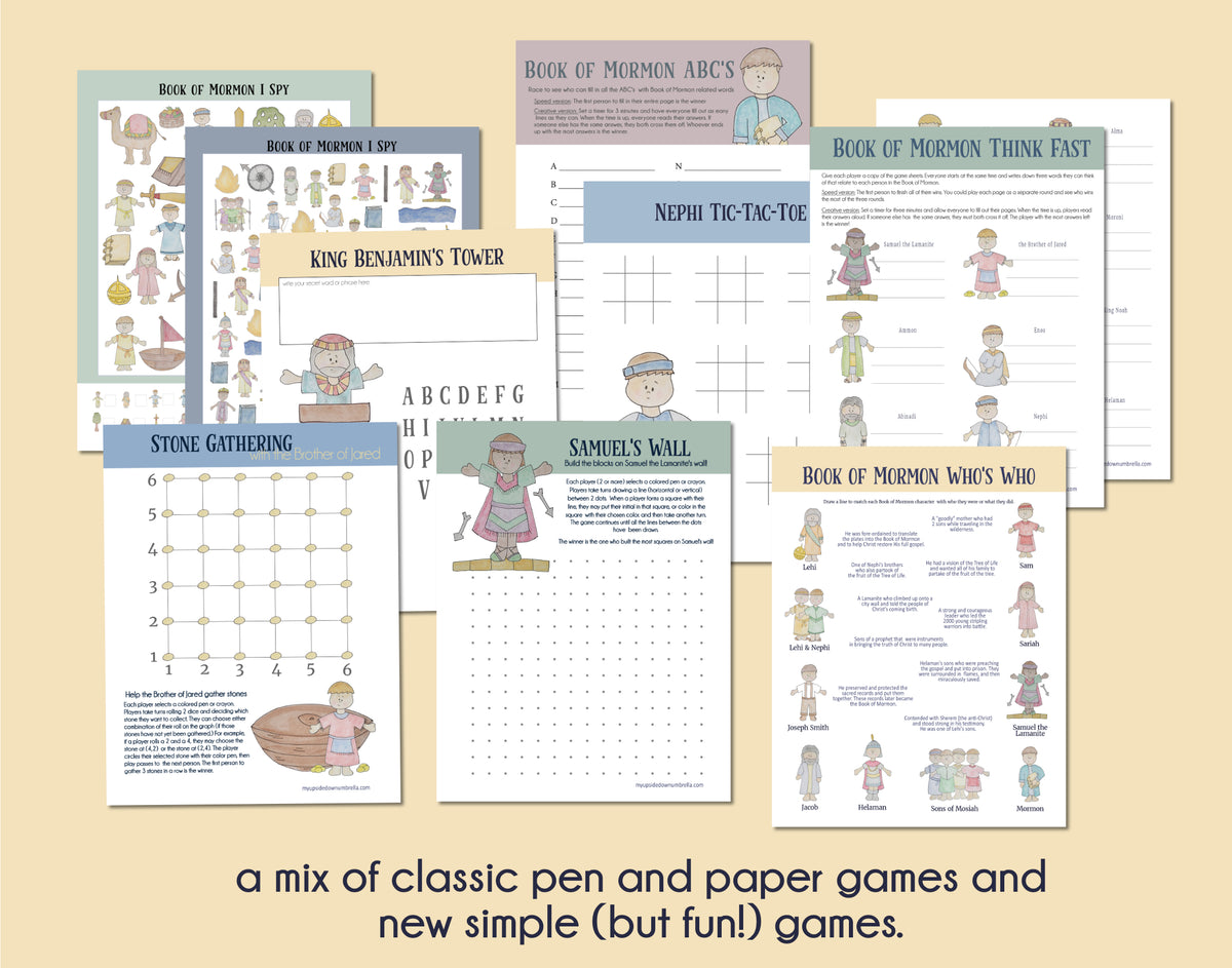 Book of Mormon Printable Activities Pack – My Upside Down Umbrella