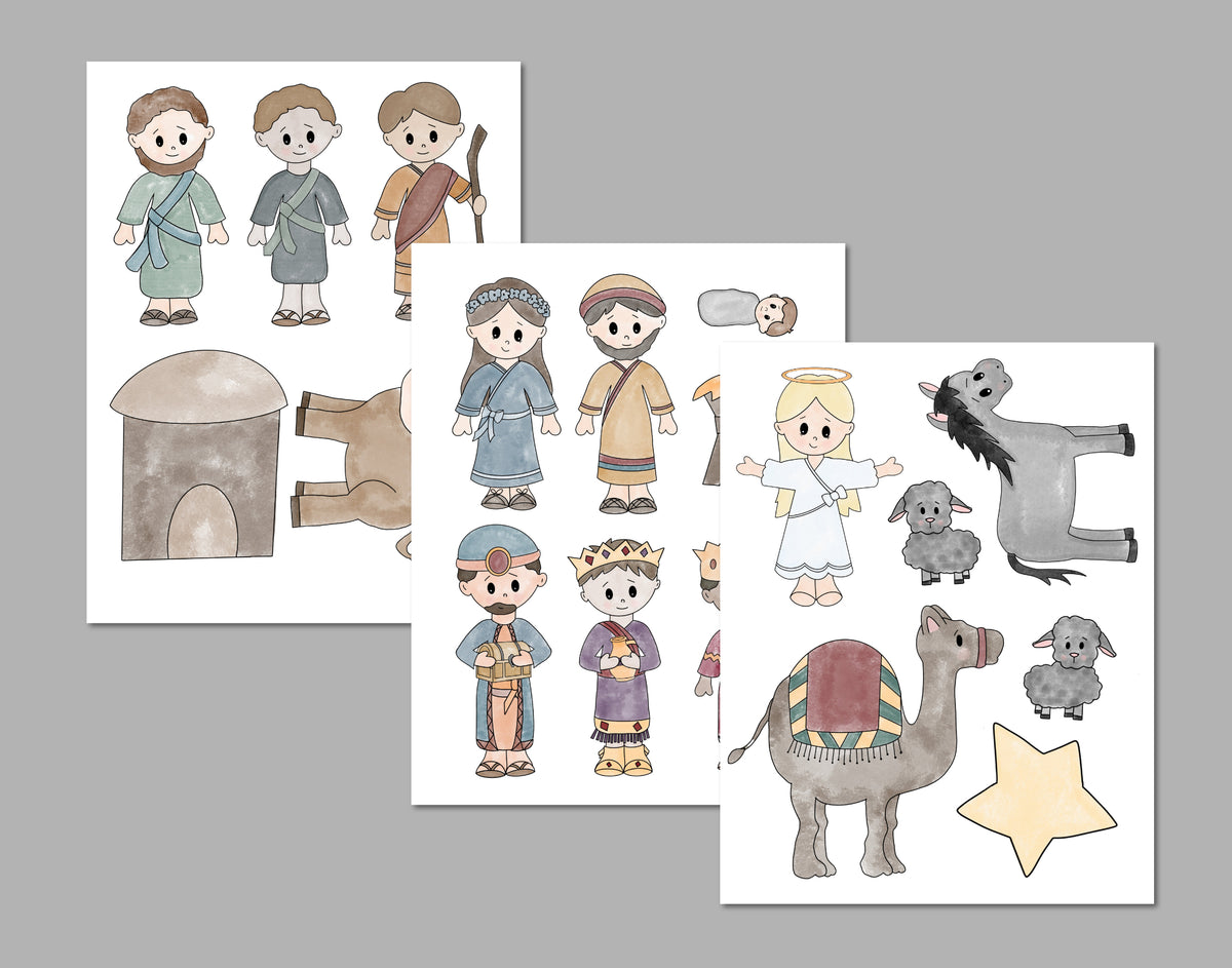 Printable Christmas Nativity Playset (puppets, flannel board, magnets ...