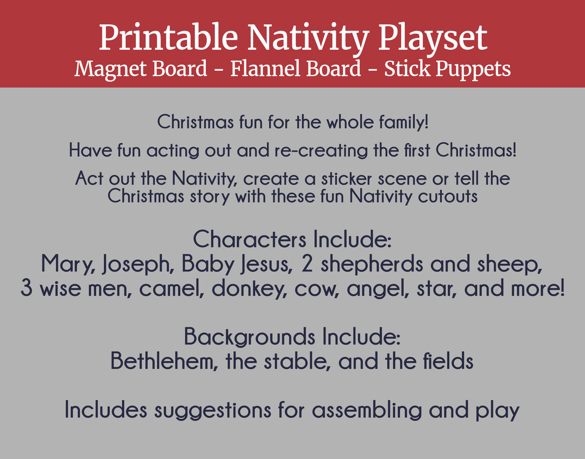Printable Christmas Nativity Playset (puppets, flannel board, magnets ...