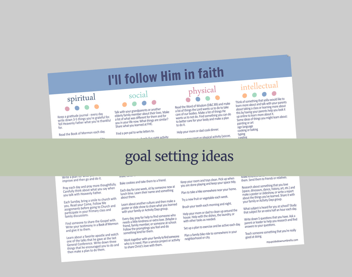 2025 PRIMARY Goals Mini Kit - Goal Setting Ideas and Helps for Primary ...