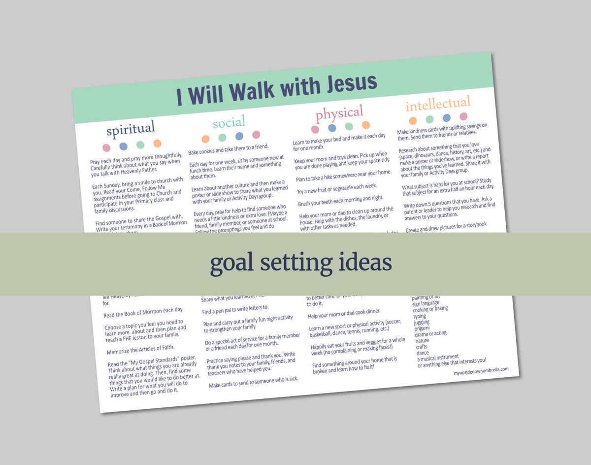 Primary Goal Setting Kit | 2026 - "I Will Walk with Jesus" – My Upside ...