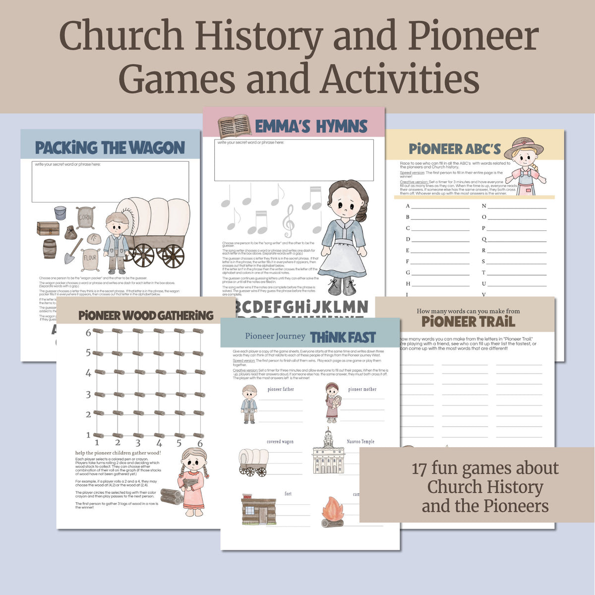 Church History and Pioneer Games Activity Pack – My Upside Down Umbrella