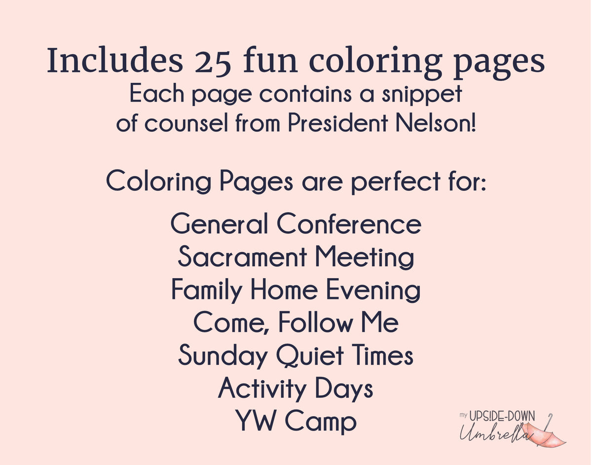 Follow the Prophet Coloring Pages - President Nelson – My Upside Down ...