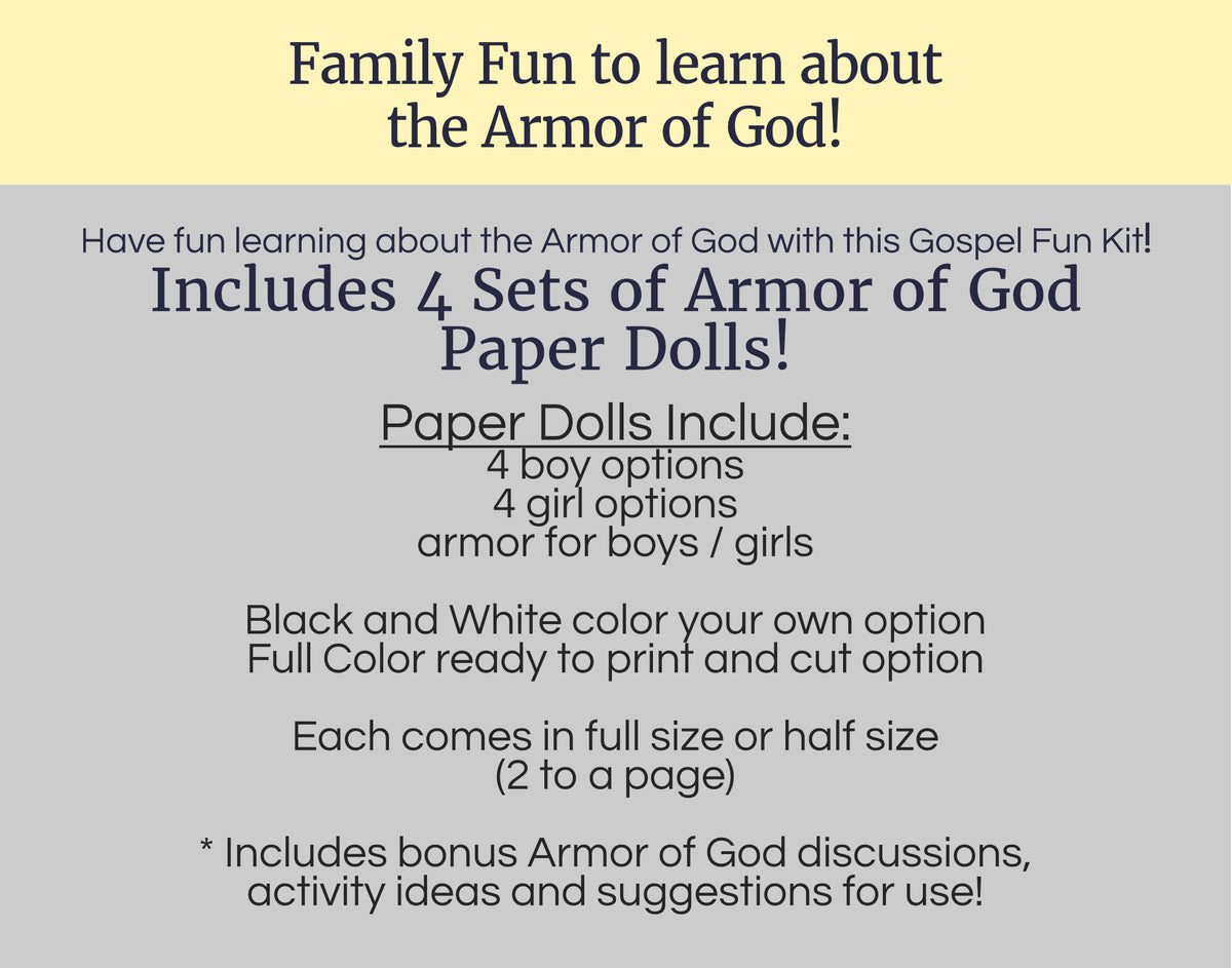 Armor of God Paper Doll Gospel Fun Kit – My Upside Down Umbrella