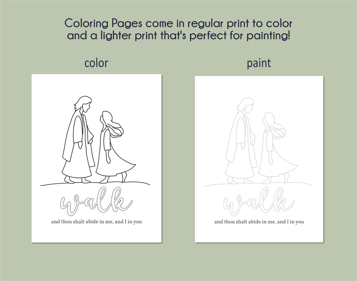 Young Women Watercolor and Coloring Pages | Walk with Me | Moses 6:34 ...